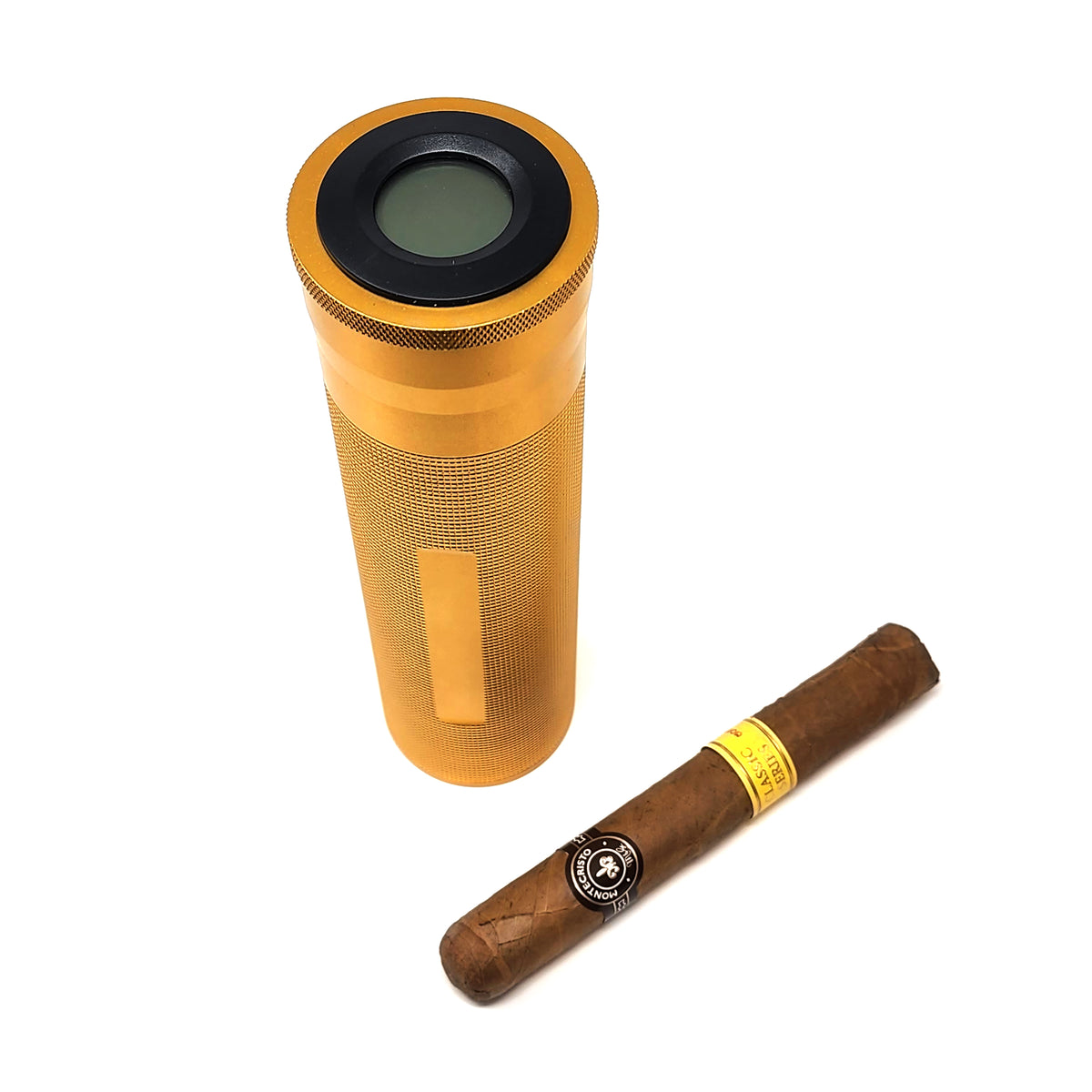 Personalized Gold Aluminum Digital Travel Cigar Humidor - SIKARX